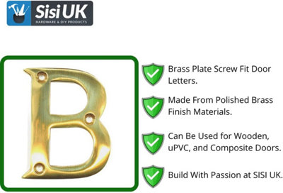 3" Brass Door Letter B Screw On Weatherproof House Letter with Fixing ...