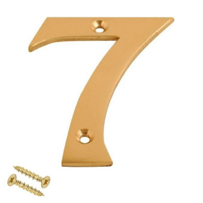 3" BRASS DOOR NUMBER 7 POLISHED SCREW FIT FRONT DOOR NUMERAL ...