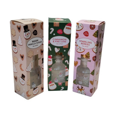 3 Christmas Character Reed Diffusers Scented Oils Cinnamon Vanilla ...