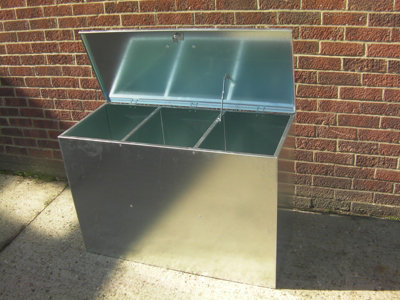 3 Compartment Galvanised steel Storage bin | DIY at B&Q
