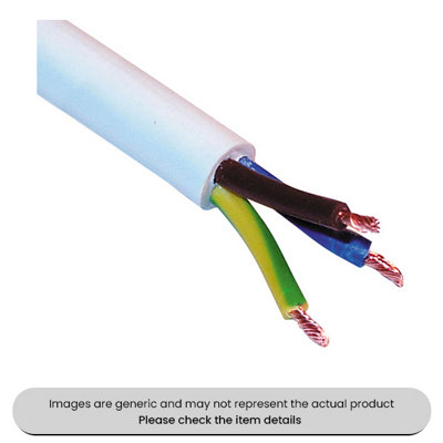 3 Core Mains White PVC 6AMP, 1MM², 30M Length Cable Pack Qty 1