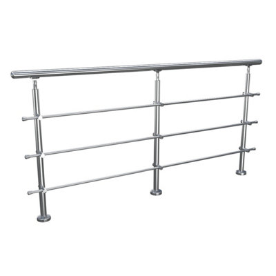3 Crossbars Silver Floor Mount Stainless Steel Railing Handrail for ...