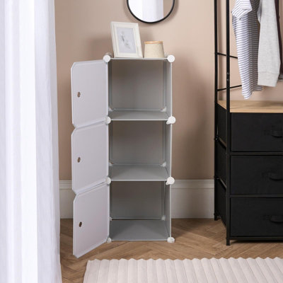 3 Cube Storage Tower Organiser Modern Space Saving Toy Shoe Unit Boxes