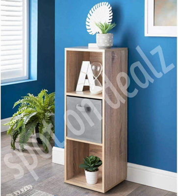 3 Cube Storage Unit Wooden Bookcases and Shelving Units Oak With 1 ...