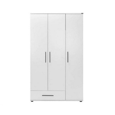 3 Door Triple Combination Wardrobe Matt White Finish