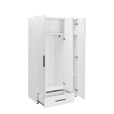 3 Door Triple Combination Wardrobe Matt White Finish