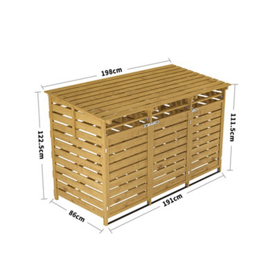 3 Doors Outdoor Garden Spruce Wood Trash Can Storage Shed with Latch 6. ...