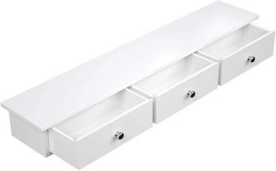 3 Drawer Wall Mounted Storage Cabinet with Floating Wooden Shelf