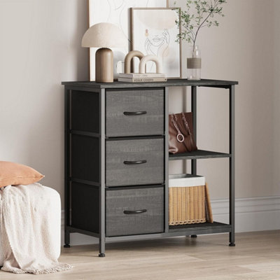 3 Drawers File Cabinet Printer Stand Open Shelves Under Desk Office