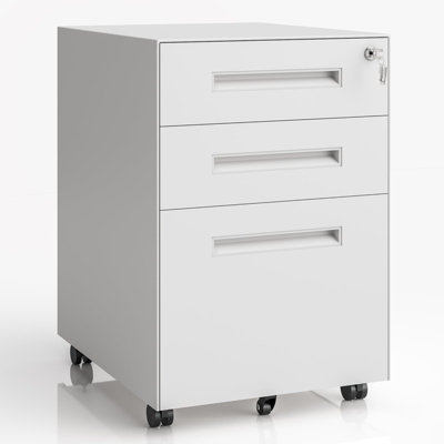 3-Drawers Mobile File Cabinet with Hanging Frame Lockable Vertical Anti ...