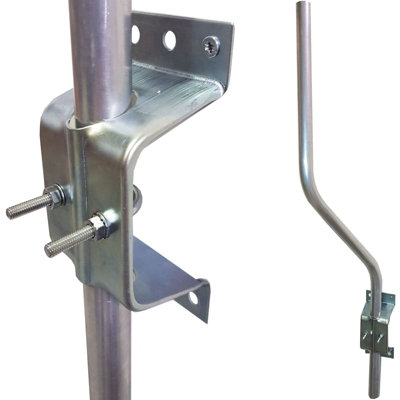 3 FT Cranked SWAN Neck TV Aerial Pole Mast & Wall Clamp Facia Bracket ...