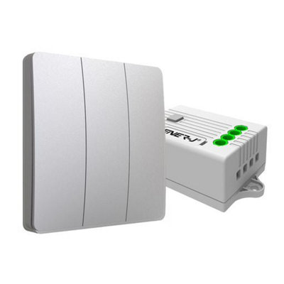 3 Gang Wireless Kinetic Switch, (Silver Finish) + 3 x 500W RF Receiver