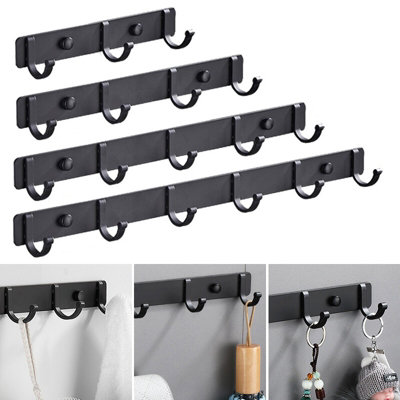 3-Hook Wall Mounted Aluminium Coat & Towel Rail, Heavy Duty Silver Rack
