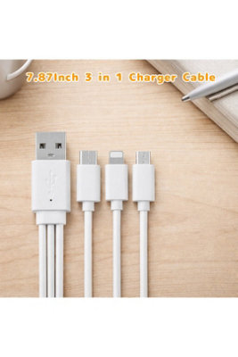 3 In 1 8 Pin Micro USB Type C Charging Cable Multi Device 20cm