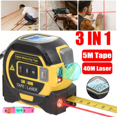 3-in-1 Digital Measuring Tape (5m) & Laser Distance Meter (40m) with ...
