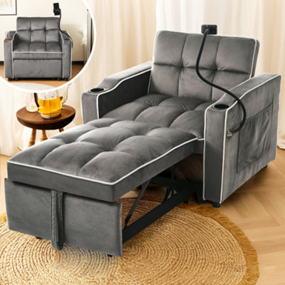 3-in-1 Expandable Single Sofa Bed for Small Spaces - Recliner, Armchair ...
