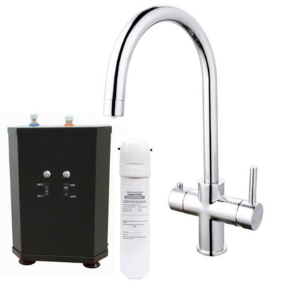 3 in 1 Instant Boiling Water Hot Cold Water Curved Kitchen Tap Filter ...