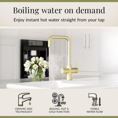 3 in 1 Instant Hot Water Kitchen Sink Tap, Tank and Filter - Brushed ...