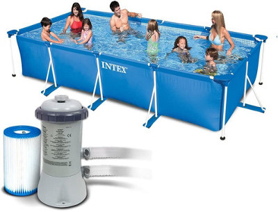 3 in 1 Intex rectangular frame pool with filter pump 28273 450 x 220 x ...