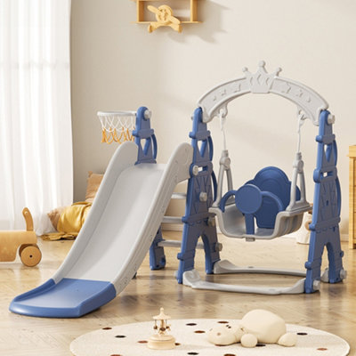 3-in-1 Kids' Plastic Climber, Slide, and Swing Playset