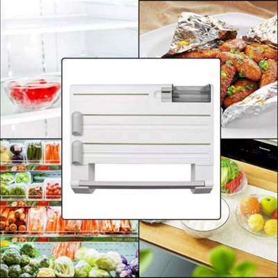 3 in 1 Kitchen Roll Dispenser Cling Film Tin Foil Wall Mounted Paper ...