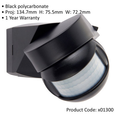 3-in-1 Outdoor PIR Sensor - Wall Ceiling or Corner Mounting - Matt Black