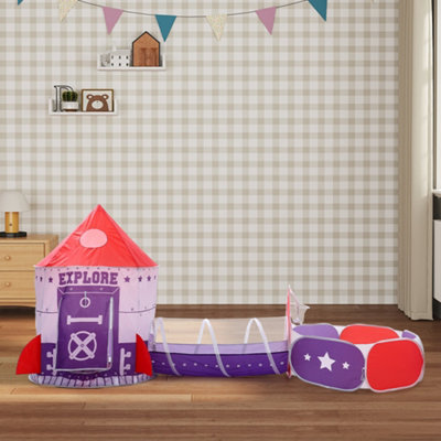 3 in 1 Spaceship Pop Up Kids Play Tent Portable Playhouse with Play ...