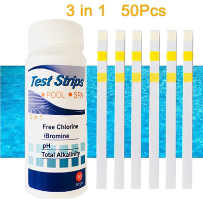 3 in 1 Swimming Pool Test Paper pH Test Paper Residual Chlorine Test ...