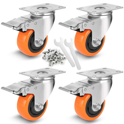 3 Inch Swivel Caster Wheels with Brake Safety Dual Locking Casters Set ...