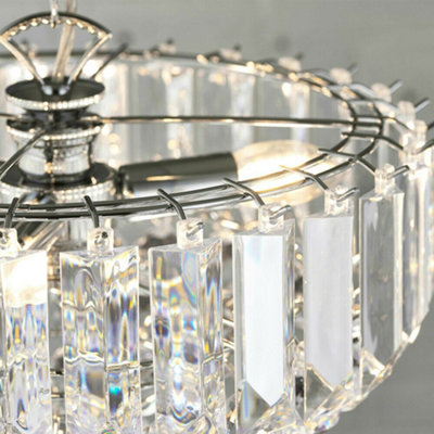 3 Lamp Ceiling & 2x Matching Wall Light Pack Small Chrome Pendant ...