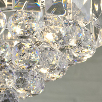 3 Lamp Ceiling & 2x Matching Wall Light Pack Small Chrome Pendant ...