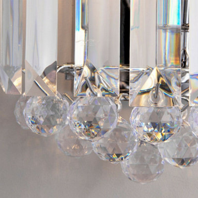 3 Lamp Ceiling & 2x Matching Wall Light Pack Small Chrome Pendant ...