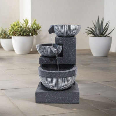 3-layer Bowl-shaped Solar Powered Cascading Water Feature Garden ...