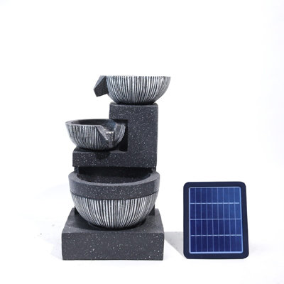 3-layer Bowl-shaped Solar Powered Cascading Water Feature Garden ...