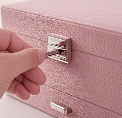 3 Layer Pink Jewellery Box and Organizer - Pink