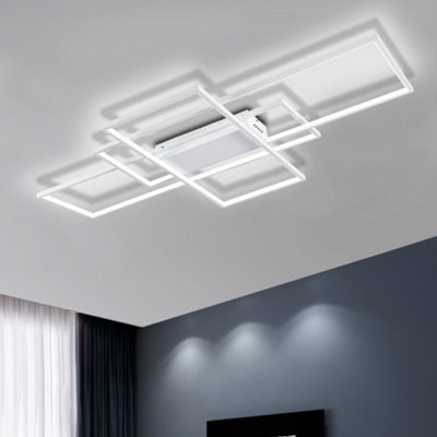 3 Layered Neutral Style Rectangular Acrylic LED Semi Flush Ceiling ...