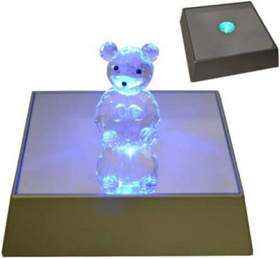 3 Led Light Display Stand Glass Crystal Figurine Mirror Laser Electric ...