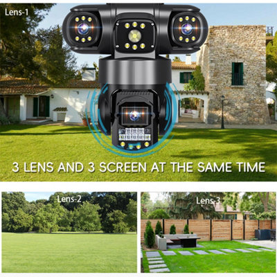 3-Lens Wireless IP Camera WiFi CCTV Camera for Outdoor Security