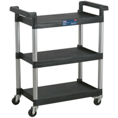 3 Level Wheeled Composite Workshop Trolley - 800 x 410 x 930mm - 30kg ...