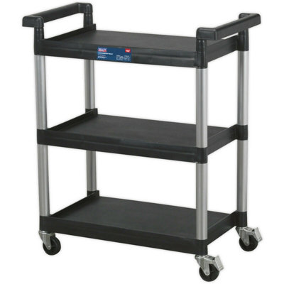 3 Level Wheeled Composite Workshop Trolley - 800 x 410 x 930mm - 30kg ...