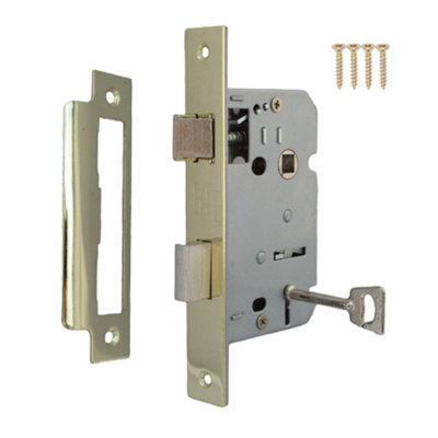 3 Lever Mortice Brass Sash Lock Key 2.5" 64mm Bolt Through Reversable ...