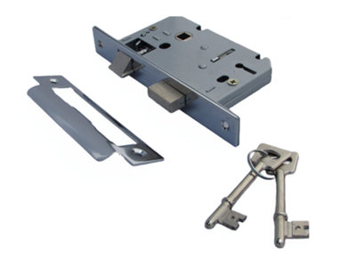 3 Lever Mortice Chrome Sash Lock Key 3" 76mm Bolt Through Reversable ...