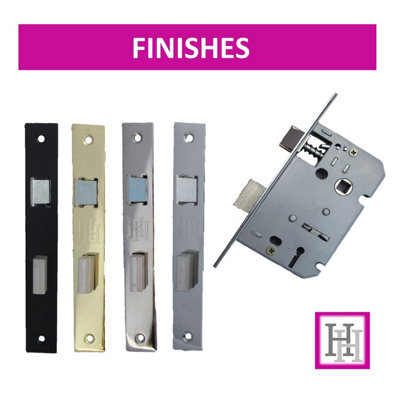 3 Lever Mortice Nickel Sash Lock Key 2.5" 64mm Bolt Through Reversable ...