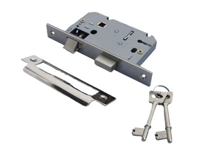 3 Lever Mortice Nickel Sash Lock Key 3" 76mm Bolt Through Reversable ...