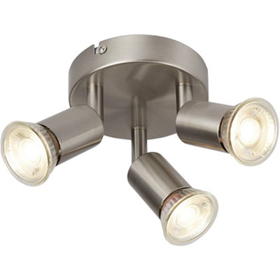 3 Light Spotlight In a Satin Silver Chrome Finish With x3 2W Led Bulbs ...
