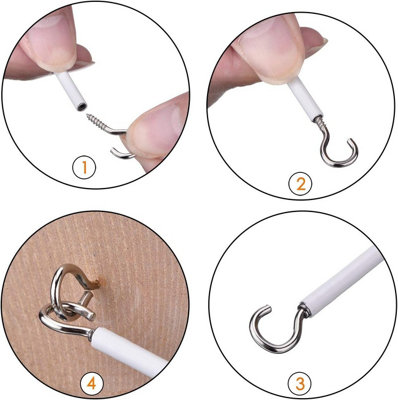 3 Meter White Curtain Wire Cord Cable with Hook and Eye Fittings Net ...