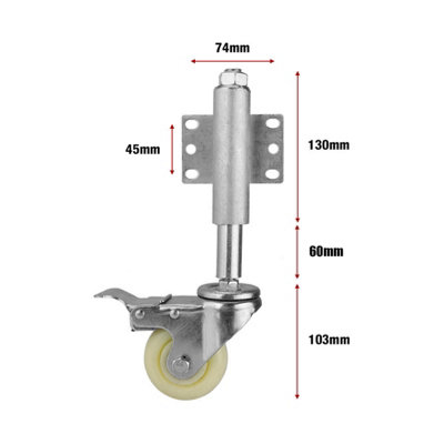 3 Nylon Gate Wheels with Spring-Loaded Swivel Casters and Brakes,110 ...