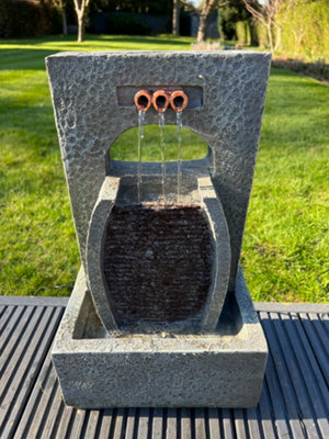 3 Outlets Tier Water Feature with LED Lights - Solar Powered 27x18x45cm ...