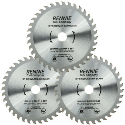 3 Pack - 160mm x 36T TCT Circular Wood Saw Blades Fits Bosch, Makita ...