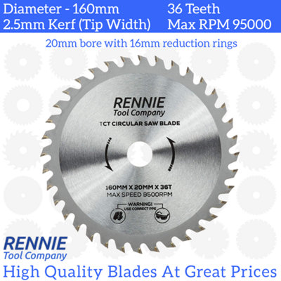 3 Pack - 160mm x 36T TCT Circular Wood Saw Blades Fits Bosch, Makita ...